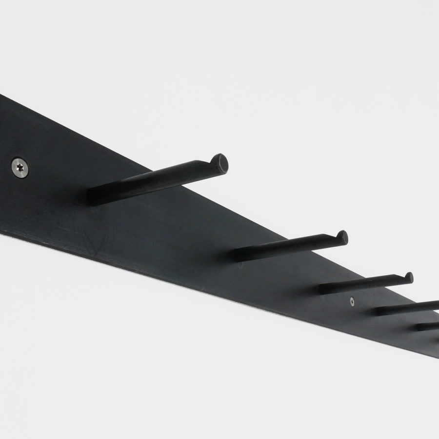 HELLOGOODBYE coat rack made of flat crude steel.Industrial design.
